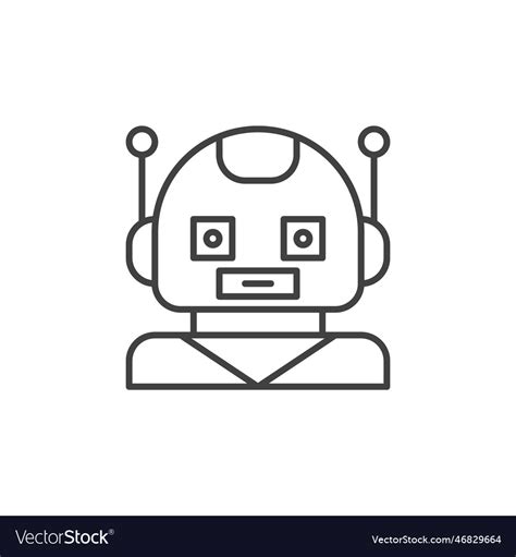 Funny Chatbot Robot Concept Linear Icon Royalty Free Vector