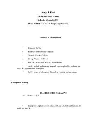 Kodjo E Kavi OracleMicros Implementation Specialist PDF