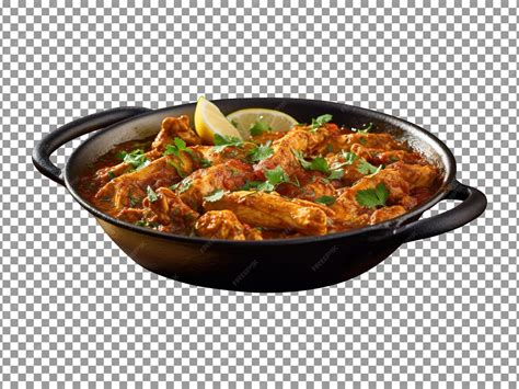 Premium Psd Delicious Mouthwatering Chicken Karahi Dish Isolated On