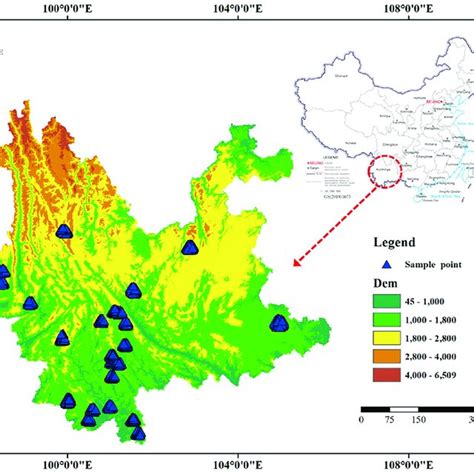 Digital Elevation Map Dem Of Yunnan Province China Shape File