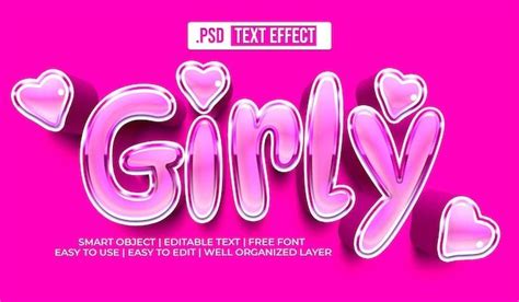 Girly Text Style Effect Free Psd In 2025 Free Photoshop Text Free Psd Girly Fonts