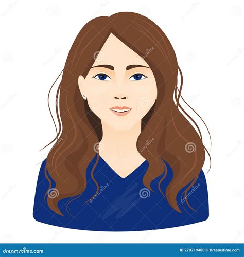 Brown Haired Girl With Blue Eyes Stock Vector Illustration Of Lips Lady 270719480