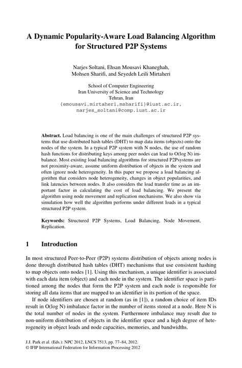 Pdf A Dynamic Popularity Aware Load Balancing Algorithm For Structured P2p Systems