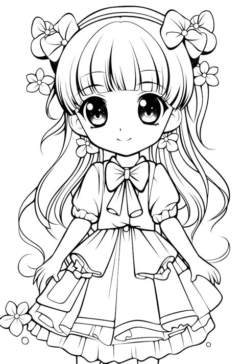 Coloriage Danime Vecteur Premium Généré à Base Dia