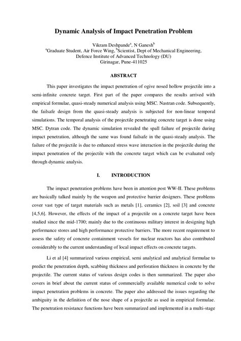 PDF Dynamic Analysis In Impact Penetration Problem