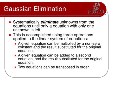 Ppt Linear Systems Gaussian Elimination Powerpoint Presentation Free Download Id579372