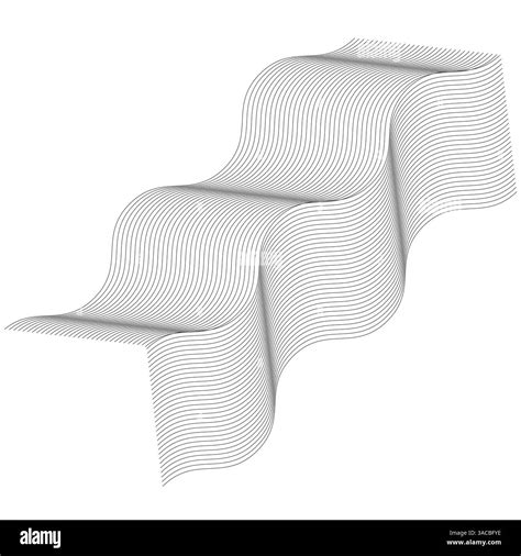 Curved Wave Lines Abstract Vector Shape Flowing Black Pattern