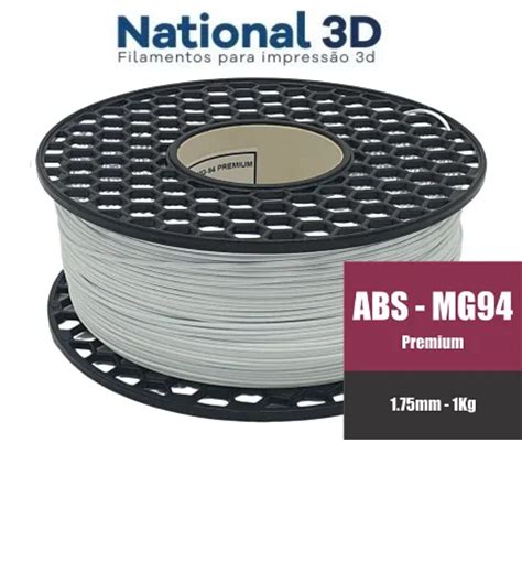 Filamento ABS Branco Premium MG94 National 3D 1 75mm 1kg
