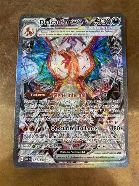 CARTE POKÉMON DRACAUFEU EX 223 197 Alternative EV3 Flammes Obsidiennes