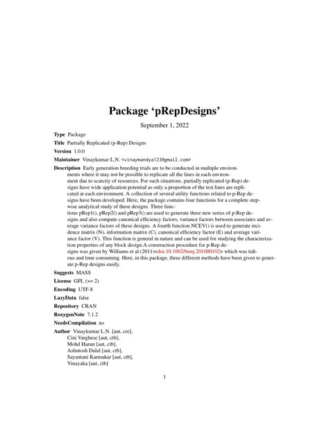 pdf an r package prepdesigns for partially replicated p rep designs