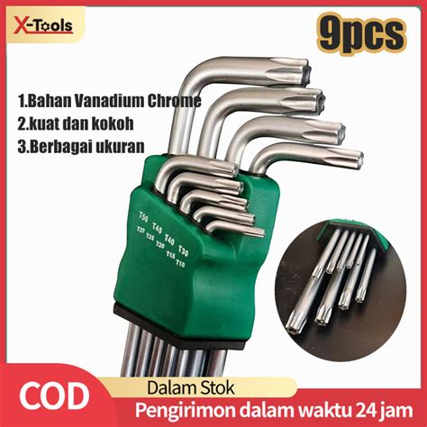 X Tools Kunci L Bintang Set Original 9pcs Kunci L Panjang Set Panjang Pendek Hex Torx Wrench Set