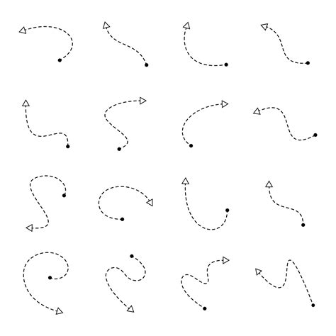 Hand Drawn Arrow Dash Line Set Isolated Vector Illustration Vector Art At Vecteezy