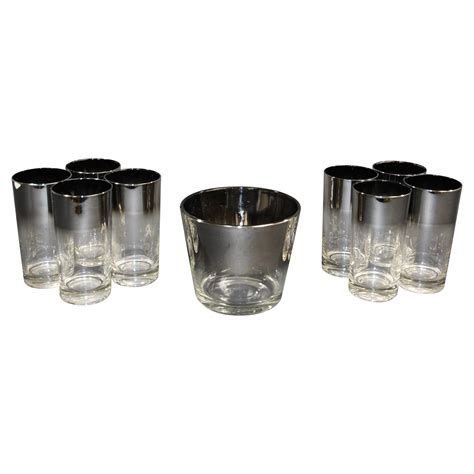 Mid Century Libbey Champagne Glasses Mid Century Gold Barware 8 Piece