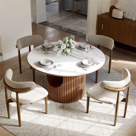 Mid Century Modern Round Wood Dining Table For 46 Povison