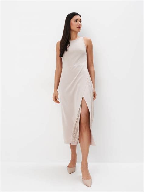 Rochie midi cu despicătură culoare Beige MOHITO 928AF 02X