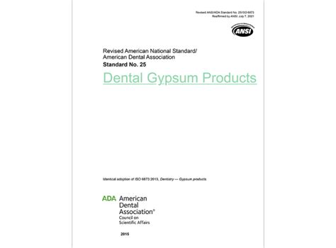 Ansiada Standard No 25 Dental Gypsum Products E Book American