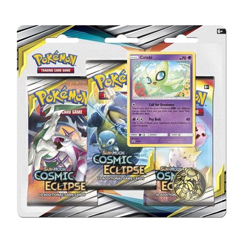 Pokémon Tcg Sun And Moon Cosmic Eclipse 3 Booster Packs Coin And Celebi