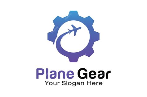 비행기 기어 로고 디자인 서식 파일 프리미엄 벡터