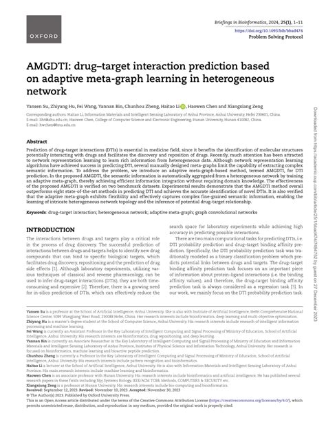 Pdf Amgdti Drugtarget Interaction Prediction Based On Adaptive Meta