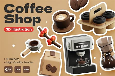 Coffee Shop 3d Illustrations
