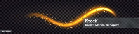 Neon Glowing Golden Wave Swirl Light Glow And Flash Effect Wave Trail