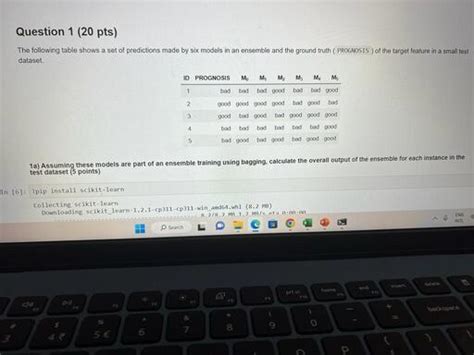 Solved Question Pts The Following Table Shows A Set Chegg