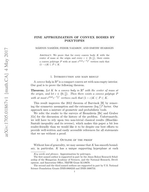 Pdf Fine Approximation Of Convex Bodies By Polytopes