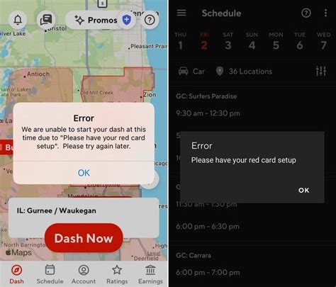 Error message "Please have your red card setup" when Starting a Dash