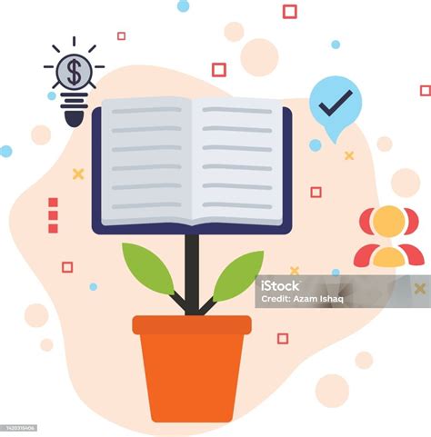 교육 및 기술 은유 기호 지식 개발 및 성장 벡터 색상 아이콘 디자인 Hrm 기호 클레이 냄비 식물 재고 일러스트 북 책 계획에 대한 스톡 벡터 아트 및 기타 이미지