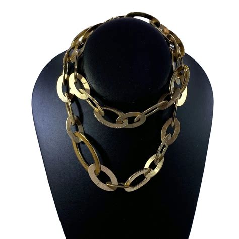 Other Necklace Chunky Gold Tone Enamel Link Vintage Statement Grailed