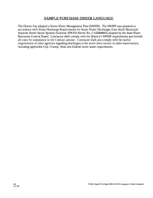 SAMPLE PURCHASE ORDER LANGUAGE Doc Template PdfFiller