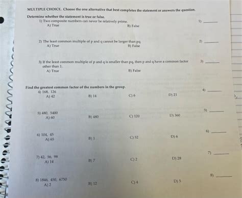 Solved MULTIPLE CHOICE Choose The One Alternative That Best Chegg