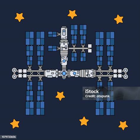 항공 우주 프로그램 위성 우주 정거장의 라인 플랫 컬러 벡터 아이콘 요소 만화 스타일 우주 비행사 모험입니다 우주선 기술 그림입니다 공간 조사입니다 갤럭시입니다 클립 아트