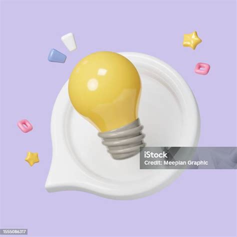 Gaya Kartun 3d Ikon Bola Lampu Kuning Minimal Ide Solusi Bisnis Konsep