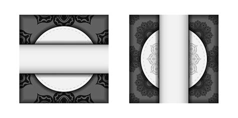 당신을 위해 검은 만다라 패턴흰색으로 인쇄 가능한 디자인 엽서 템플릿 텍스트와 장식품을 위한 장소로 초대장을 준비합니다 0명에 대한 스톡 벡터 아트 및 기타 이미지 Istock