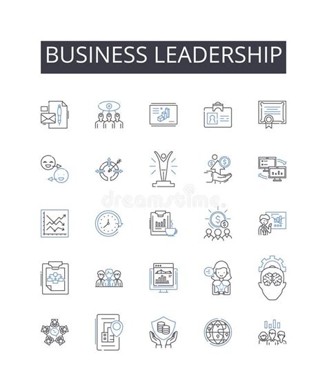 Business Leadership Line Icons Collection Team Management Project