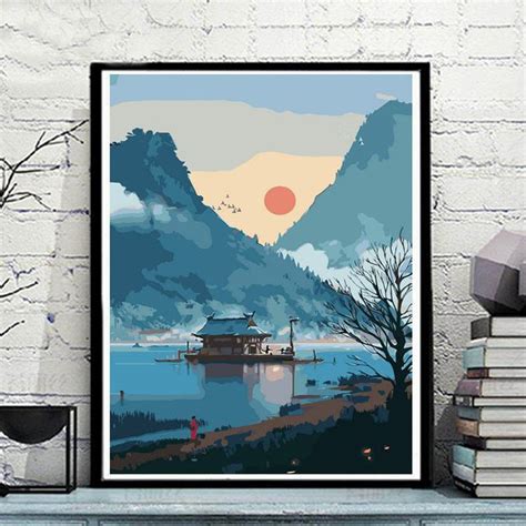台灣出貨数字油画diy江林仙境油彩画动漫风景填色画手工数字画填充装饰画 蝦皮購物