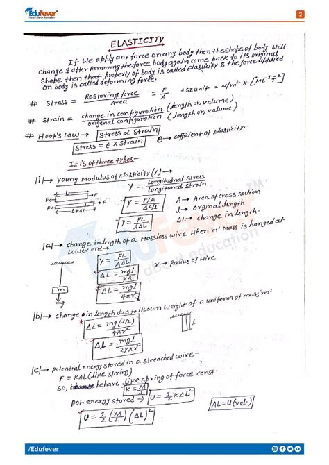 elasticity and surface tension physics handwritten notes pdf