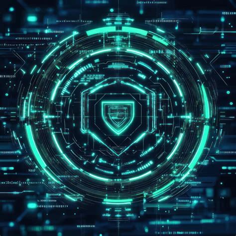Futuristic Cyber Security Interface With A Shield Symbol Premium Ai