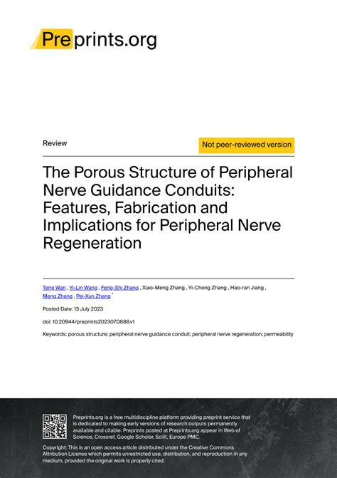 Pdf The Porous Structure Of Peripheral Nerve Guidance Conduits Features Fabrication And