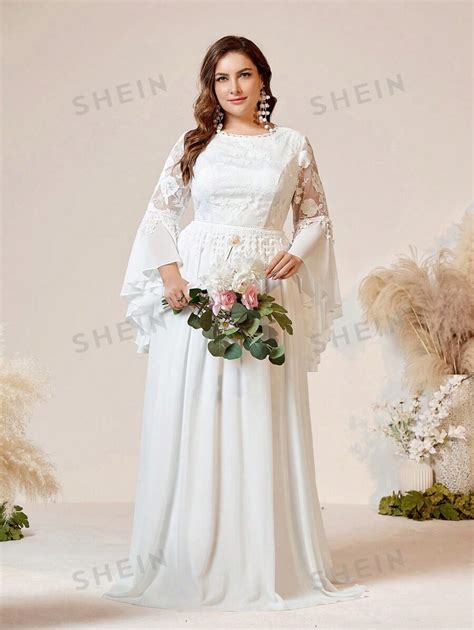 Shein Belle Plus Size Handmade Beaded Luxury Sequins Lace Splicing