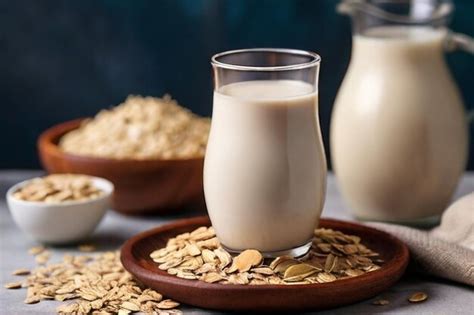Premium Photo Vegan Oat Milk And Oatmeal