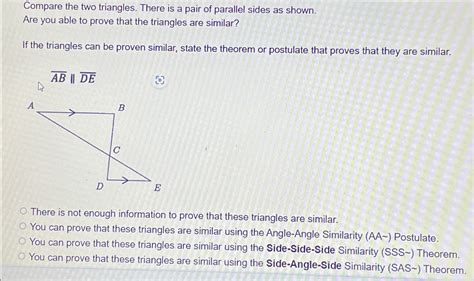 solved compare the two triangles there is a pair of
