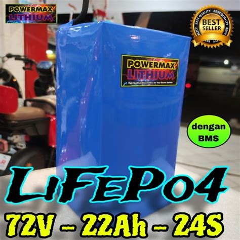 Jual Baterai LiFePO4 72V 22Ah POWERMAX Lkp BMS Pengganti Aki Molis Sepeda Listrik Lithium Fero