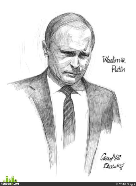 Путина рисуем: Как нарисовать Путина карандашом поэтапно
