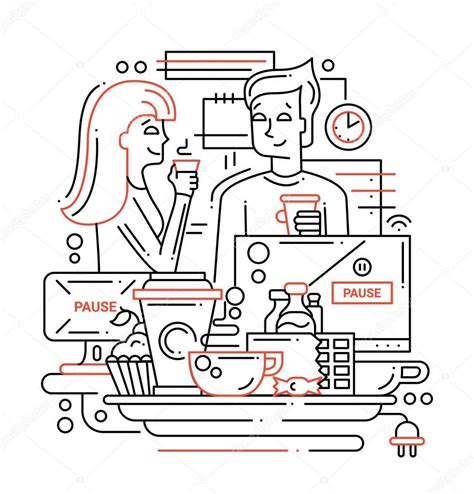 Coffee Break ilustración de diseño de línea 2023