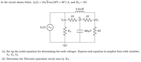 Solved In The Circuit Shown Below Ist 10âˆš2 Cos 104t 30Â° A