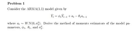 Solved Problem 1 Consider The Arma11 Model Given By 1at 1