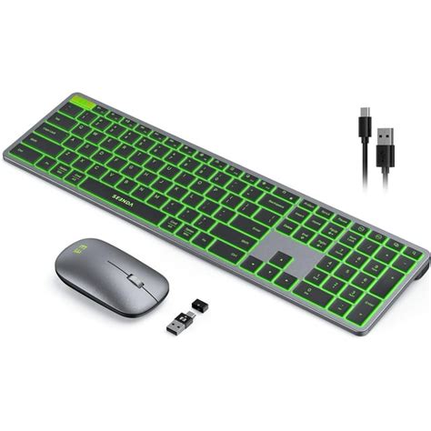 Seenda Wireless Backlit Keyboard And Mouse Usb Type C Rechargeable Keyboard Mouse Backlit