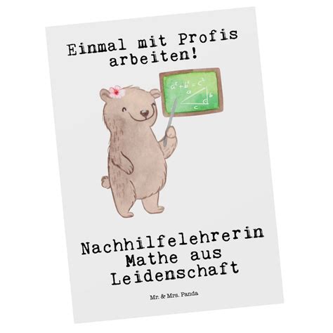 Mr And Mrs Panda Postkarte Nachhilfelehrerin Mathe Aus Leidenschaft